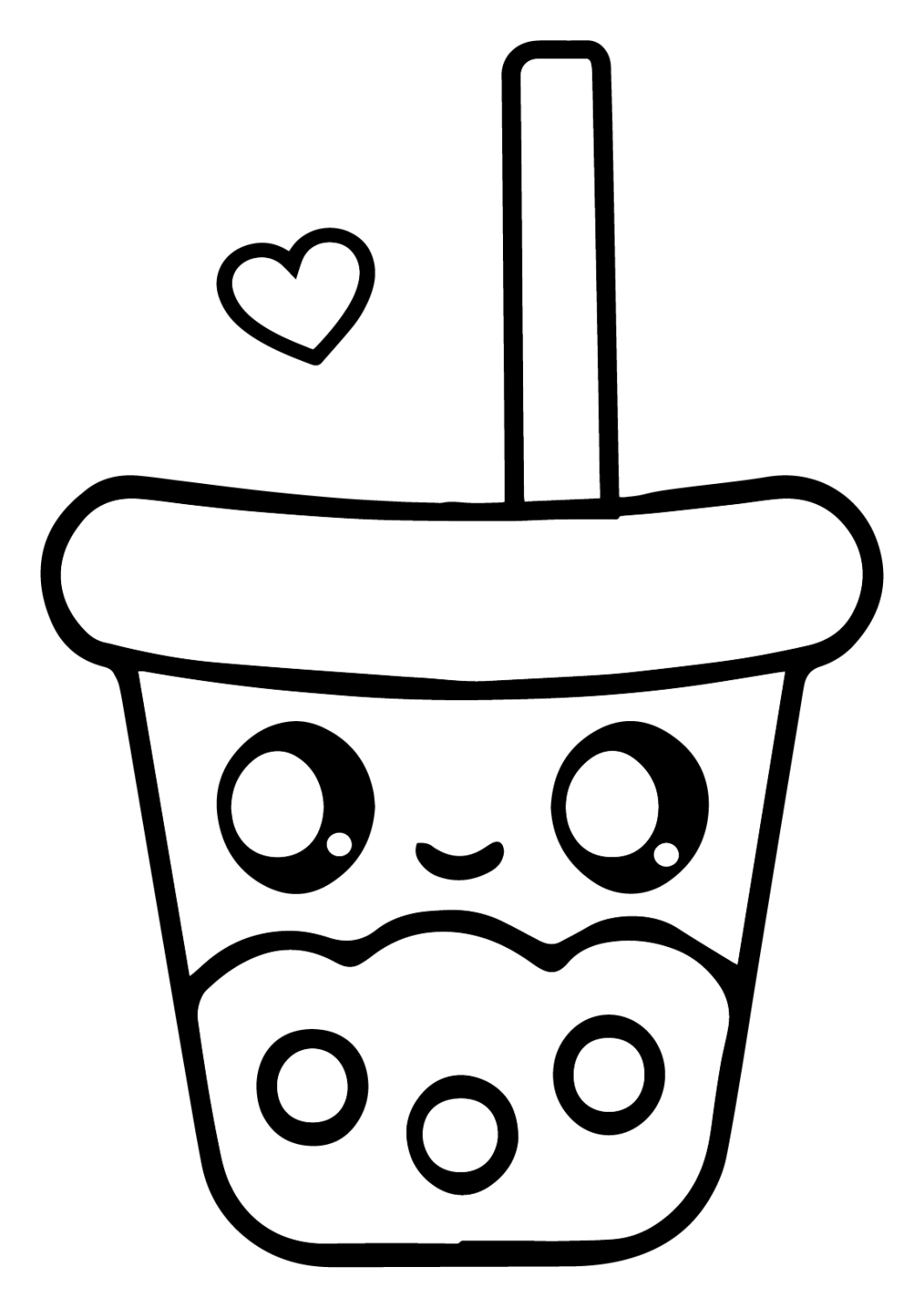 Adorable Cute Bubble Tea with a Friendly Face 🍓🍋 Coloring Page
