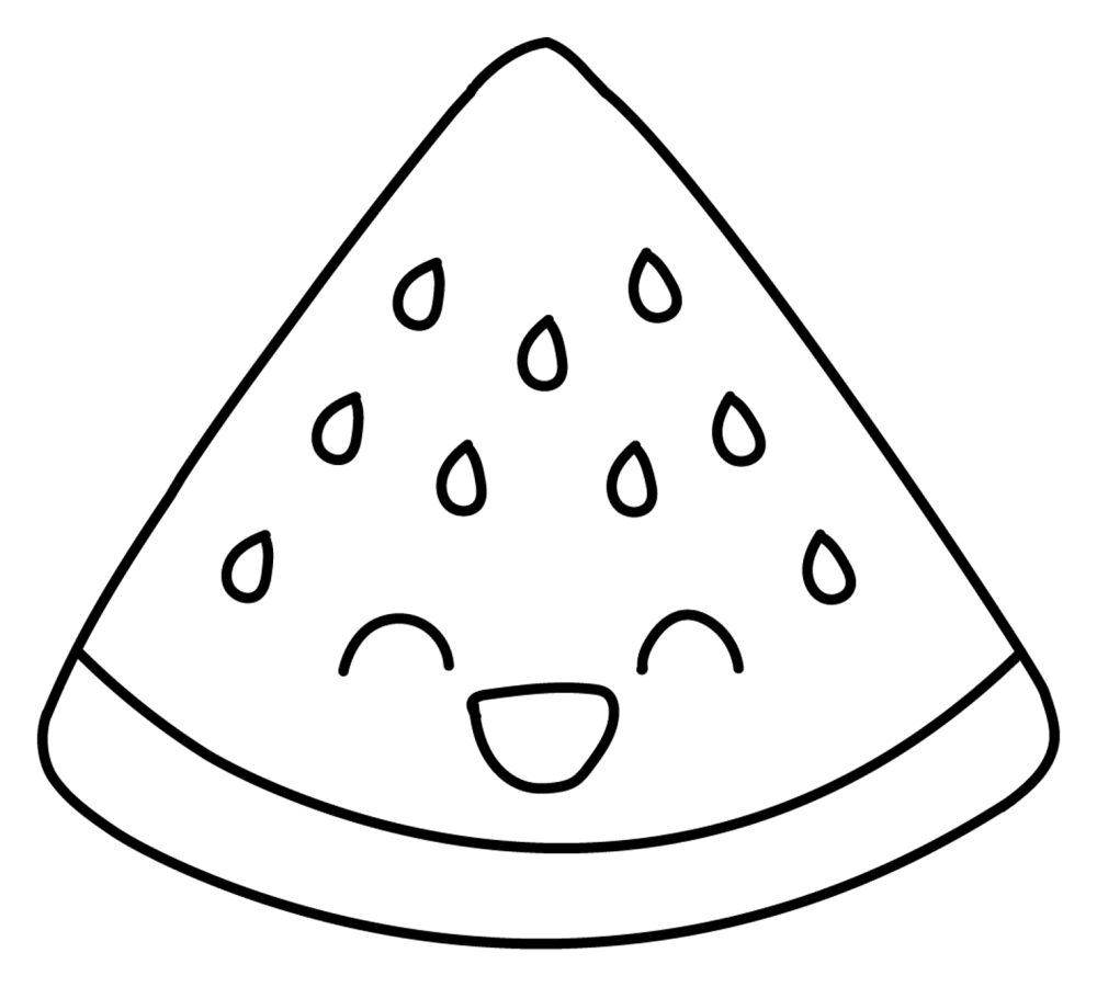 Adorable Watermelon Slice with a Smile 🍉😋😊 Coloring Page