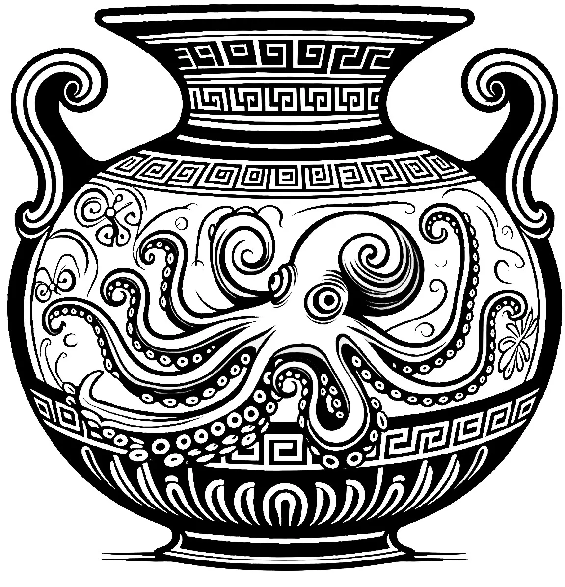 Ancient Greek Minoan Octopus Vase 🏺 Coloring Page