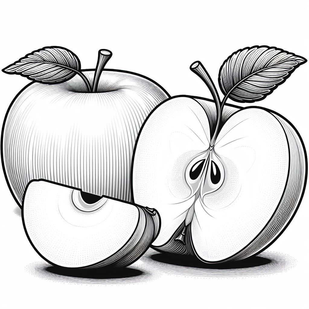 Apple 🍎 Cut Coloring Page