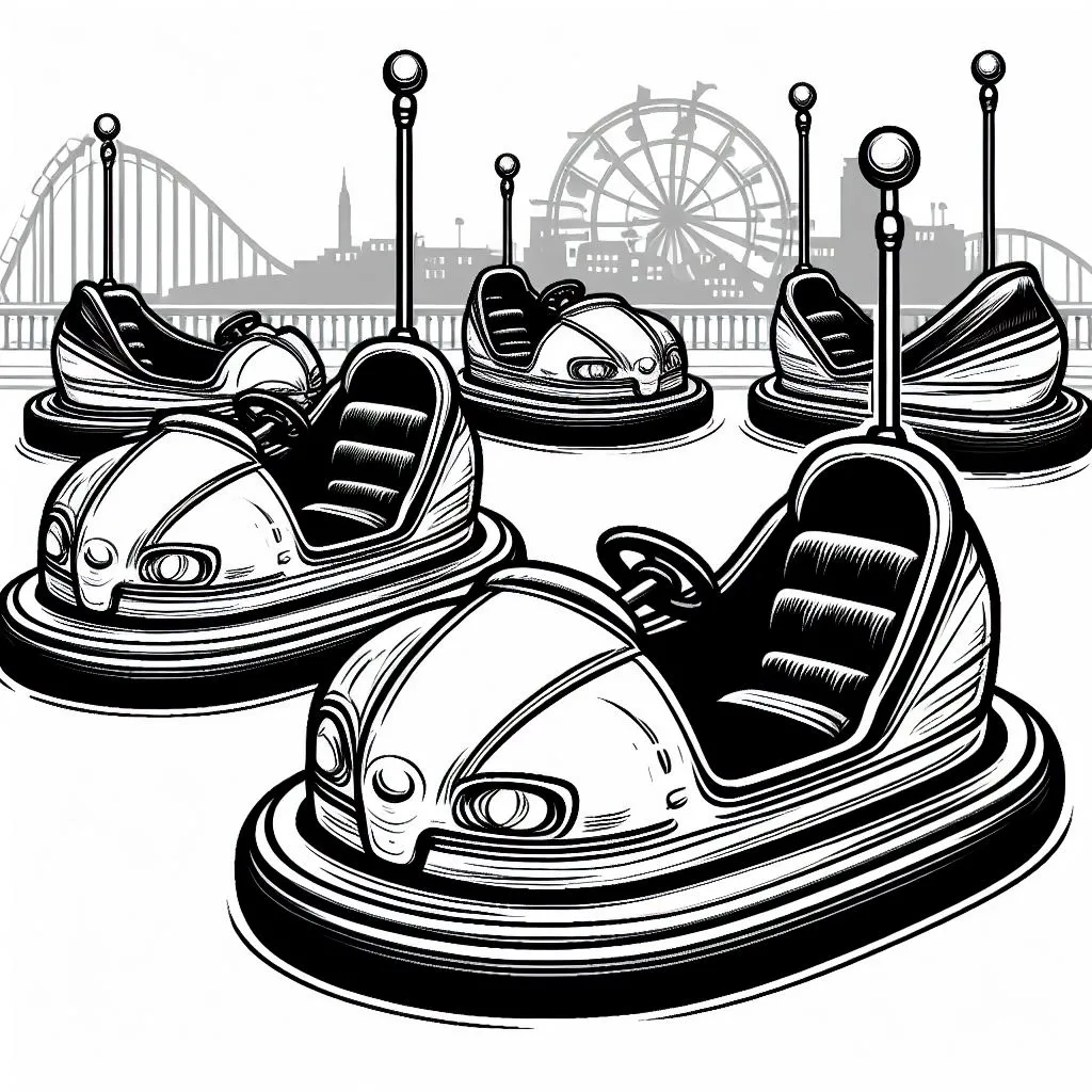 Bumper Cars 🚗 Coloring Page