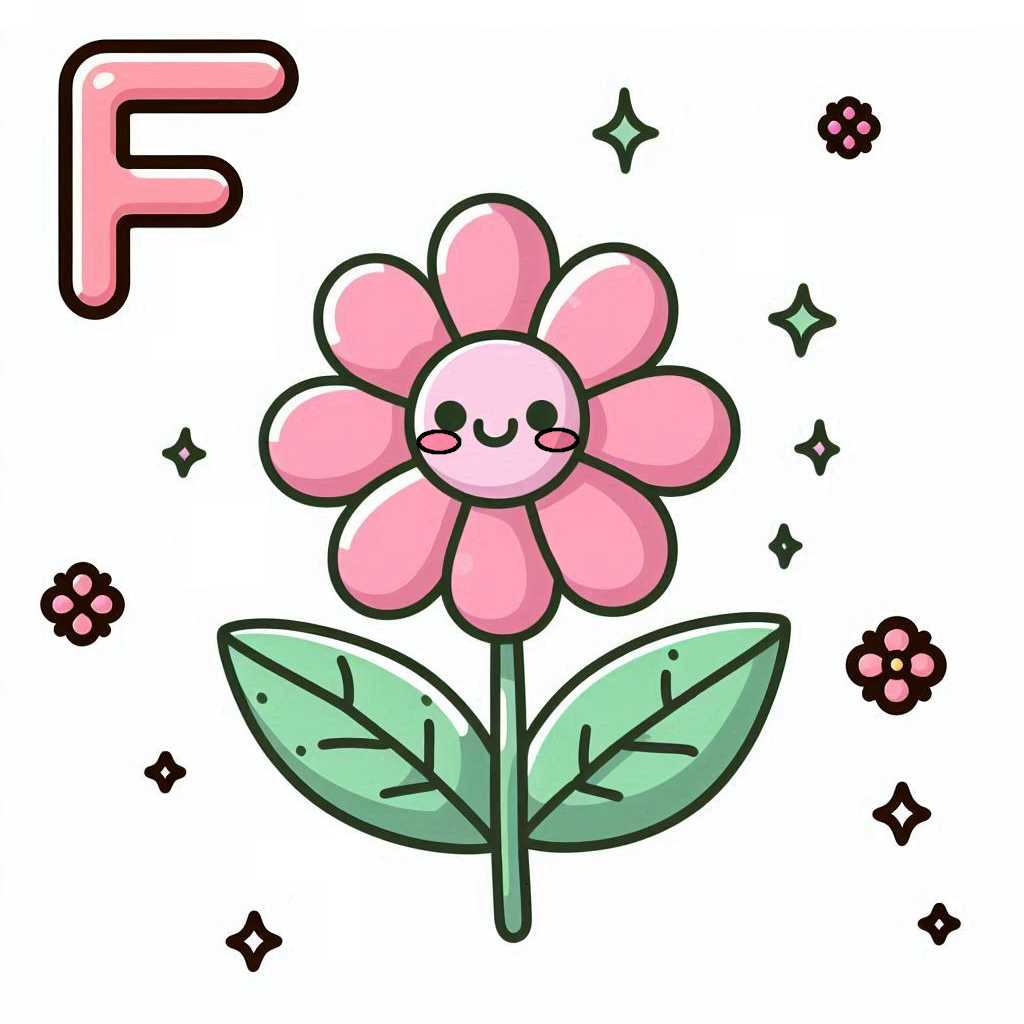 F is for Flower 🌸💚📚 Clipart Illustration