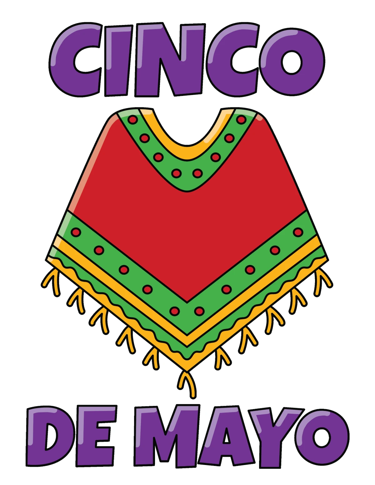 Beautiful Mexican Poncho - Cinco de Mayo 🎉🇲🇽 Clipart Illustration