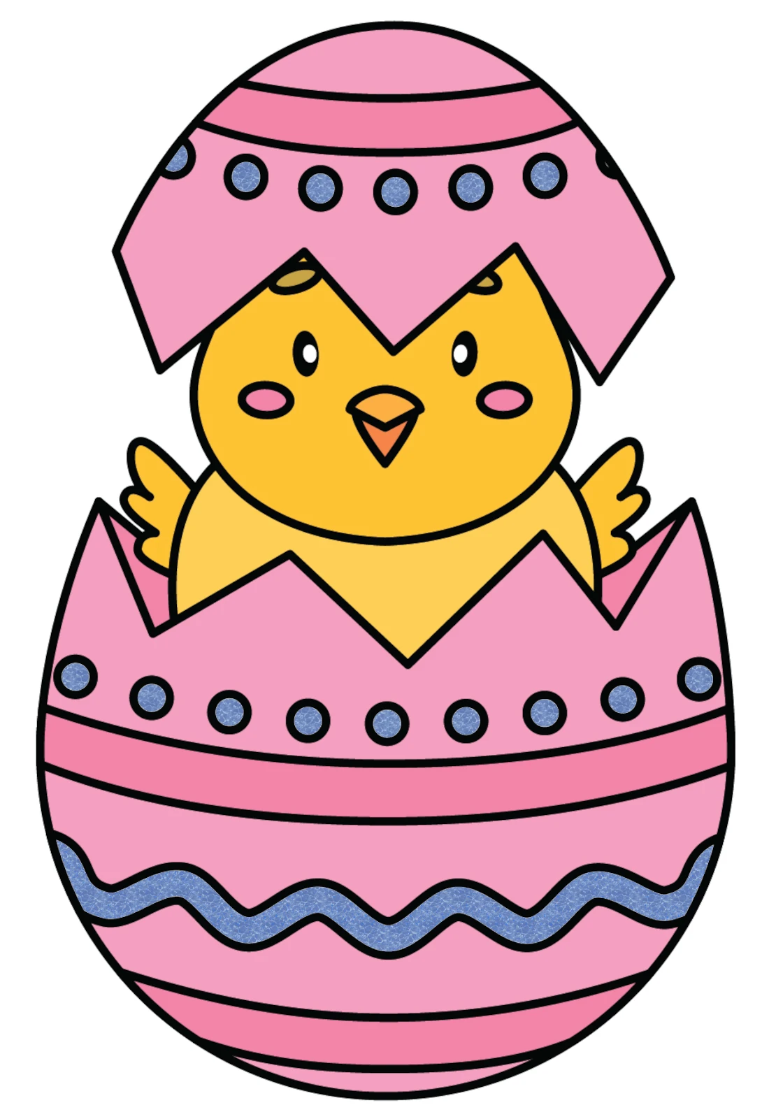 Chick Hatching from Decorated Easter Egg 🐣🥚🎨🌸 Clipart Illustration