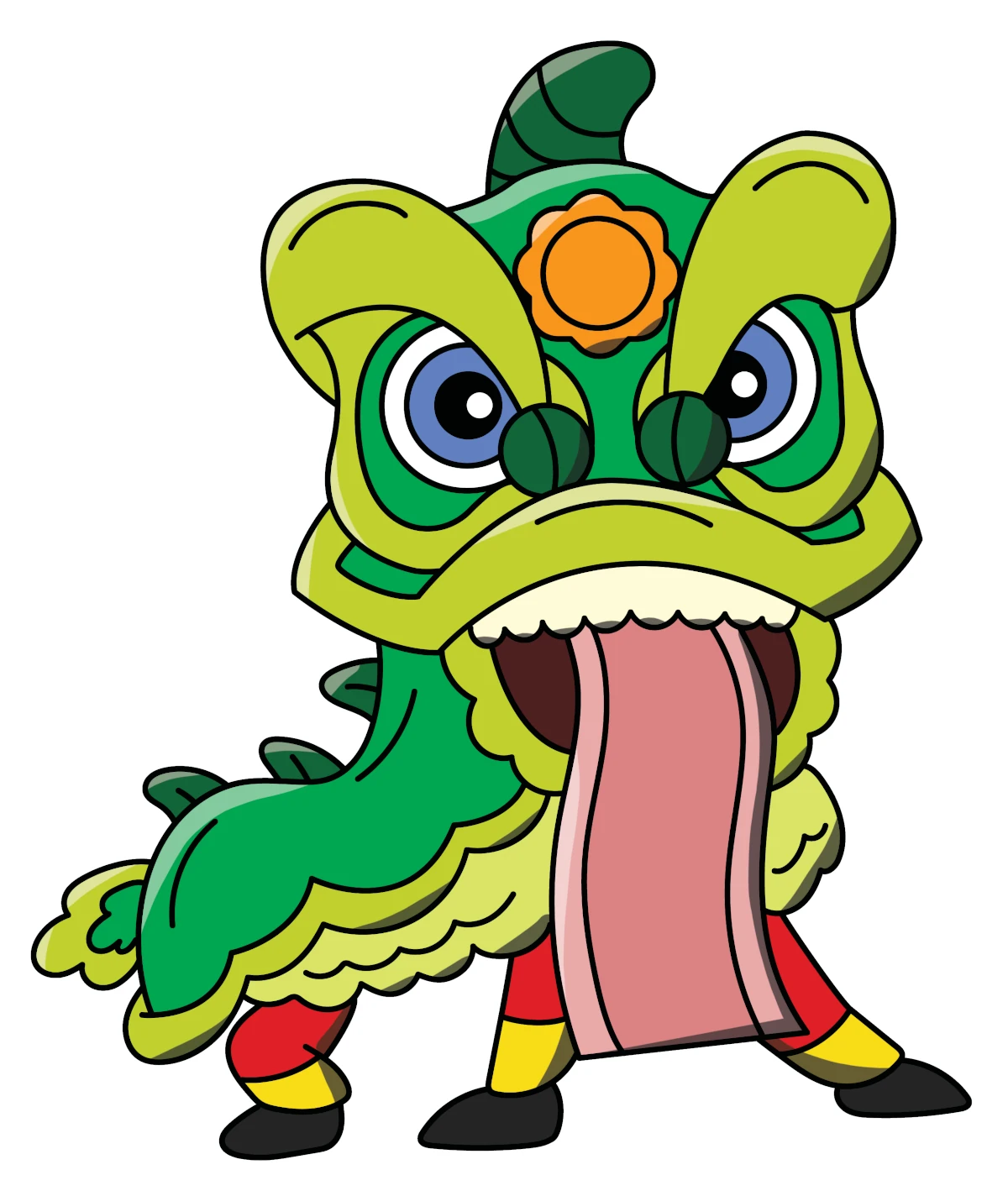 Chinese New Year Lion Dance 🦁🎉🏮🎶 Clipart Illustration