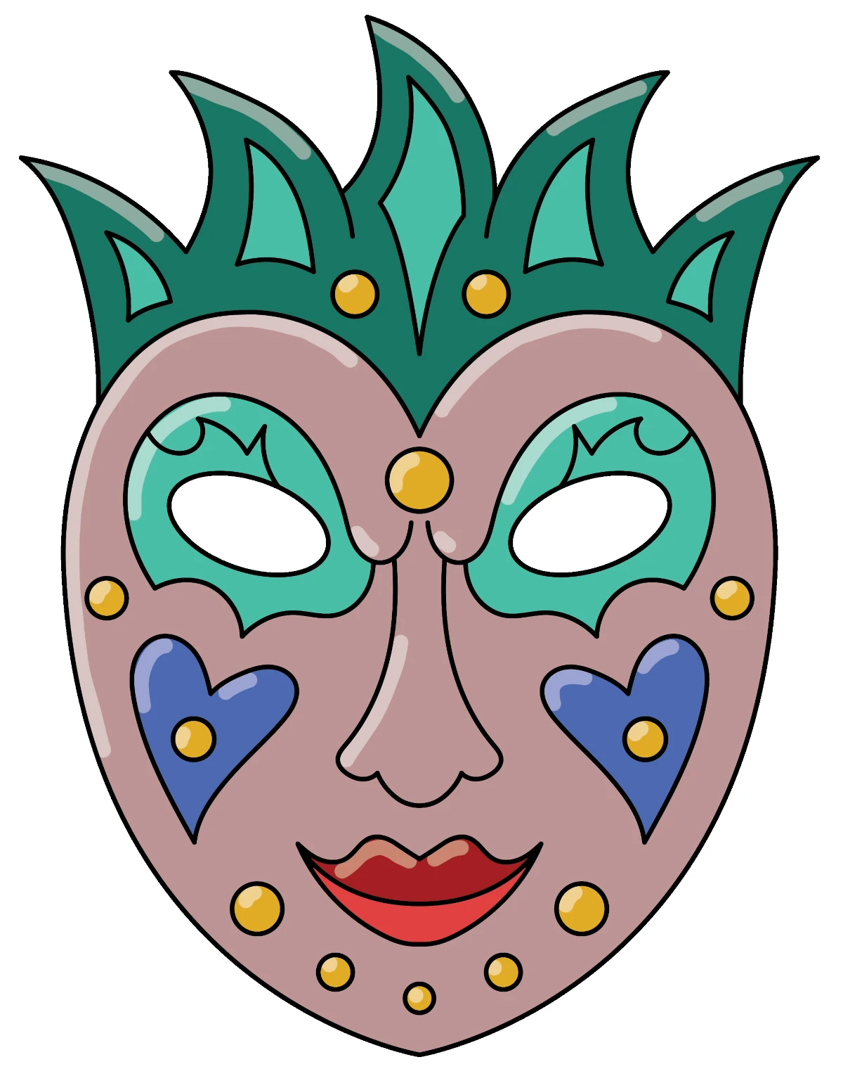 Elegant Carnival Mask with Hearts, Jewels, and Festive Crown for ...
