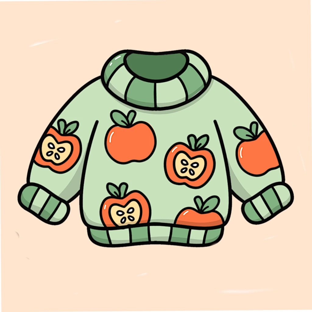 Cozy Sweater with Apples Pattern 🍎 Clipart Illustration