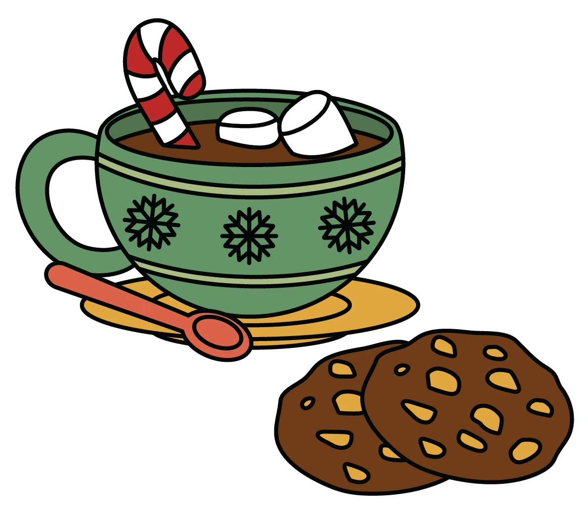 Cup of Hot Chocolate with Marshmallows and Candy Cane Inside Served ...