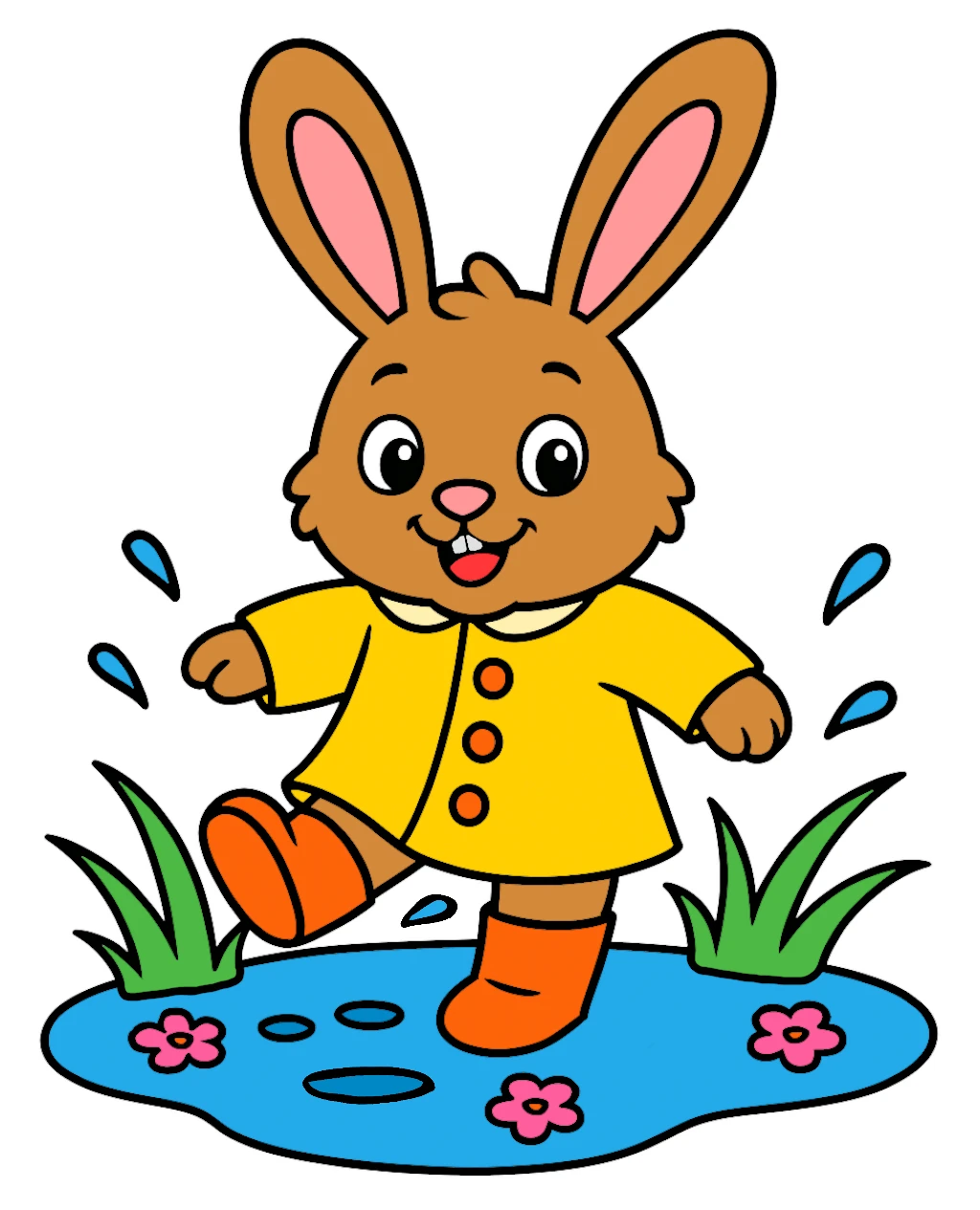 Cute Bunny Jumping in a Puddle of Water Splashing 🐰💦🌸🌧️😊 Clipart ...