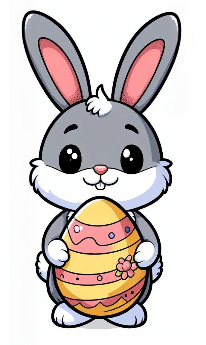 Cute Easter Bunny with Easter Egg 🐰🥚 Clipart Illustration