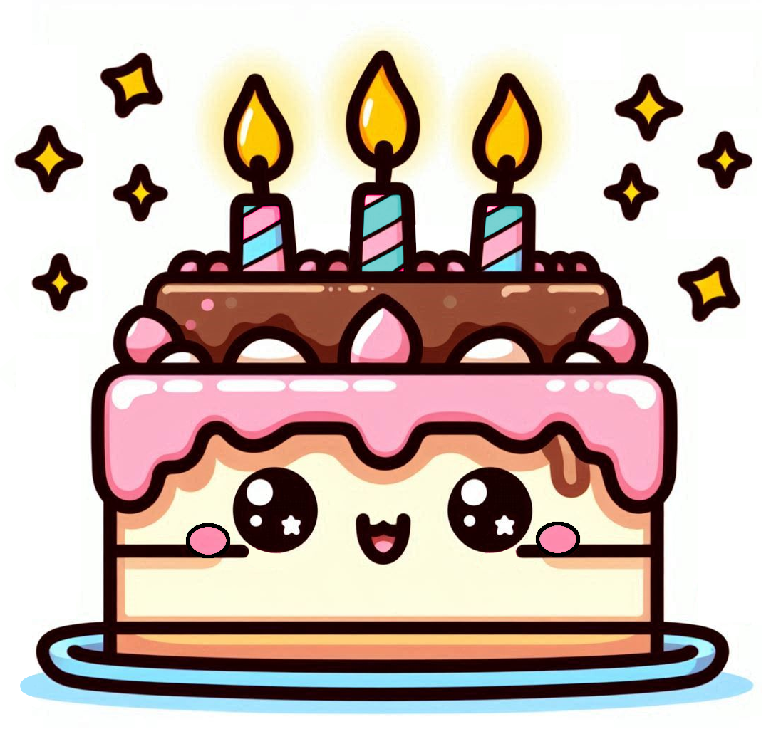Cute Kawaii Birthday Cake with 3 Candles (Third Birthday) 🎂🥳 Clipart ...
