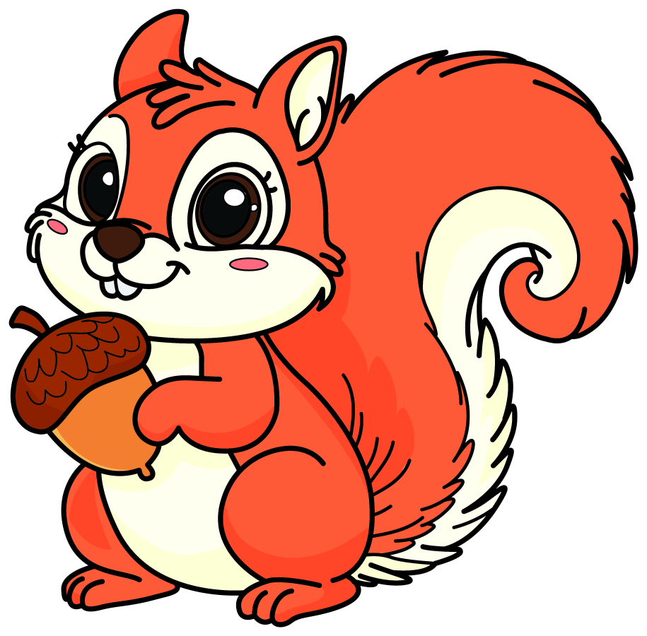 Cute Squirrel with Acorn 🐿️🌰😊 Clipart Illustration