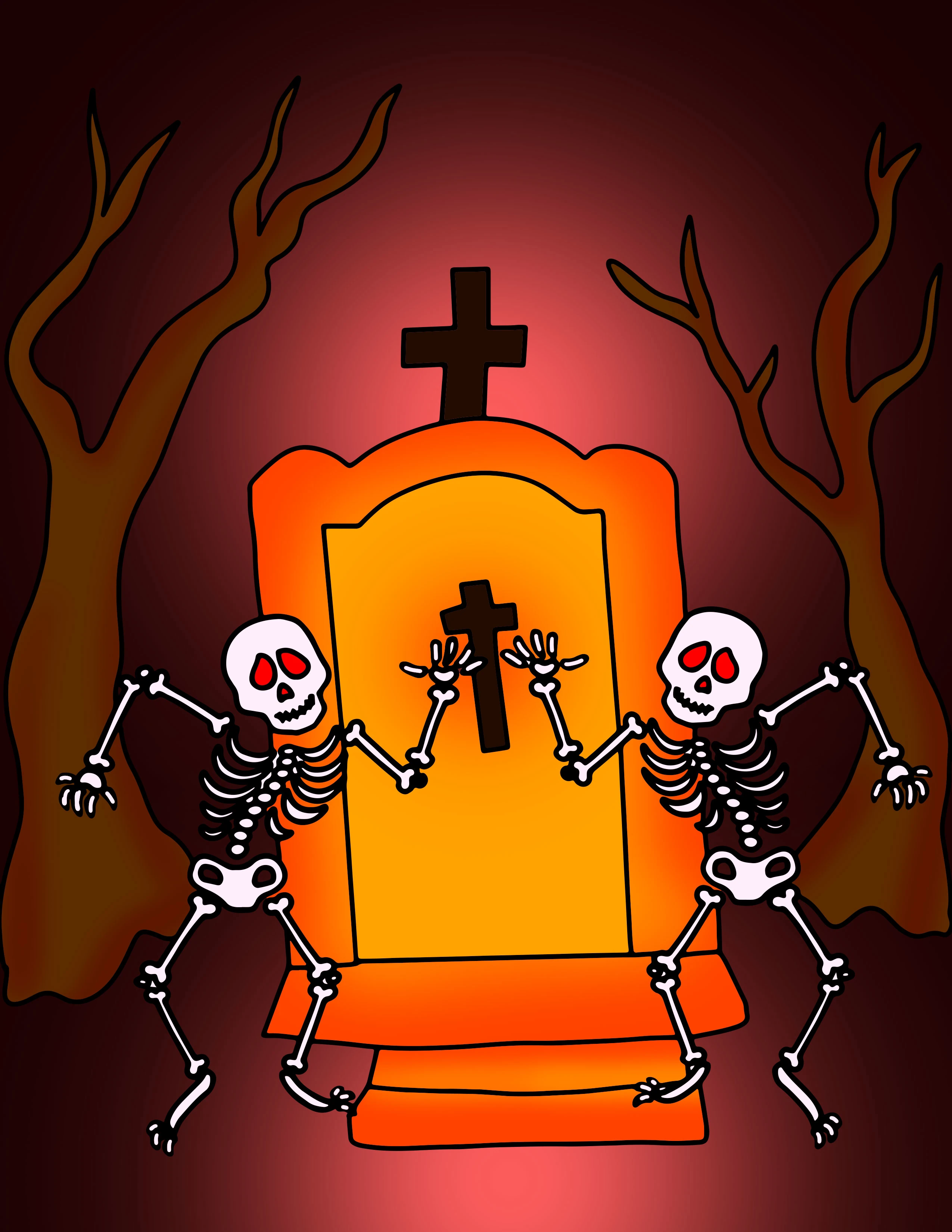 Dancing Skeletons on Graveyard for Halloween 💀🕺 Clipart Illustration