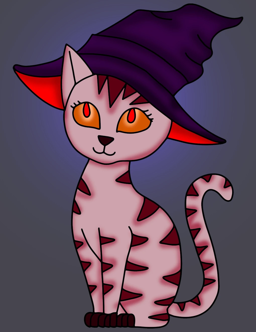 Halloween Cat Wearing Witch Hat 🧙‍♀️🐱🎃🐾 Clipart Illustration