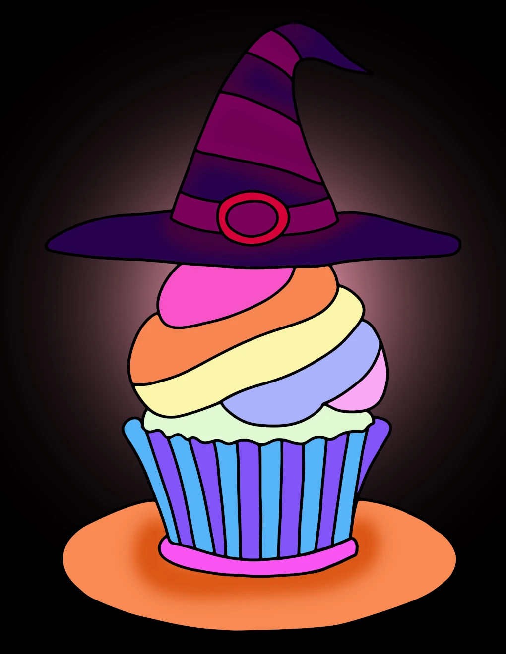 Halloween Cup Cake with Witch Hat 🧁🎃🧙‍♀️ Clipart Illustration
