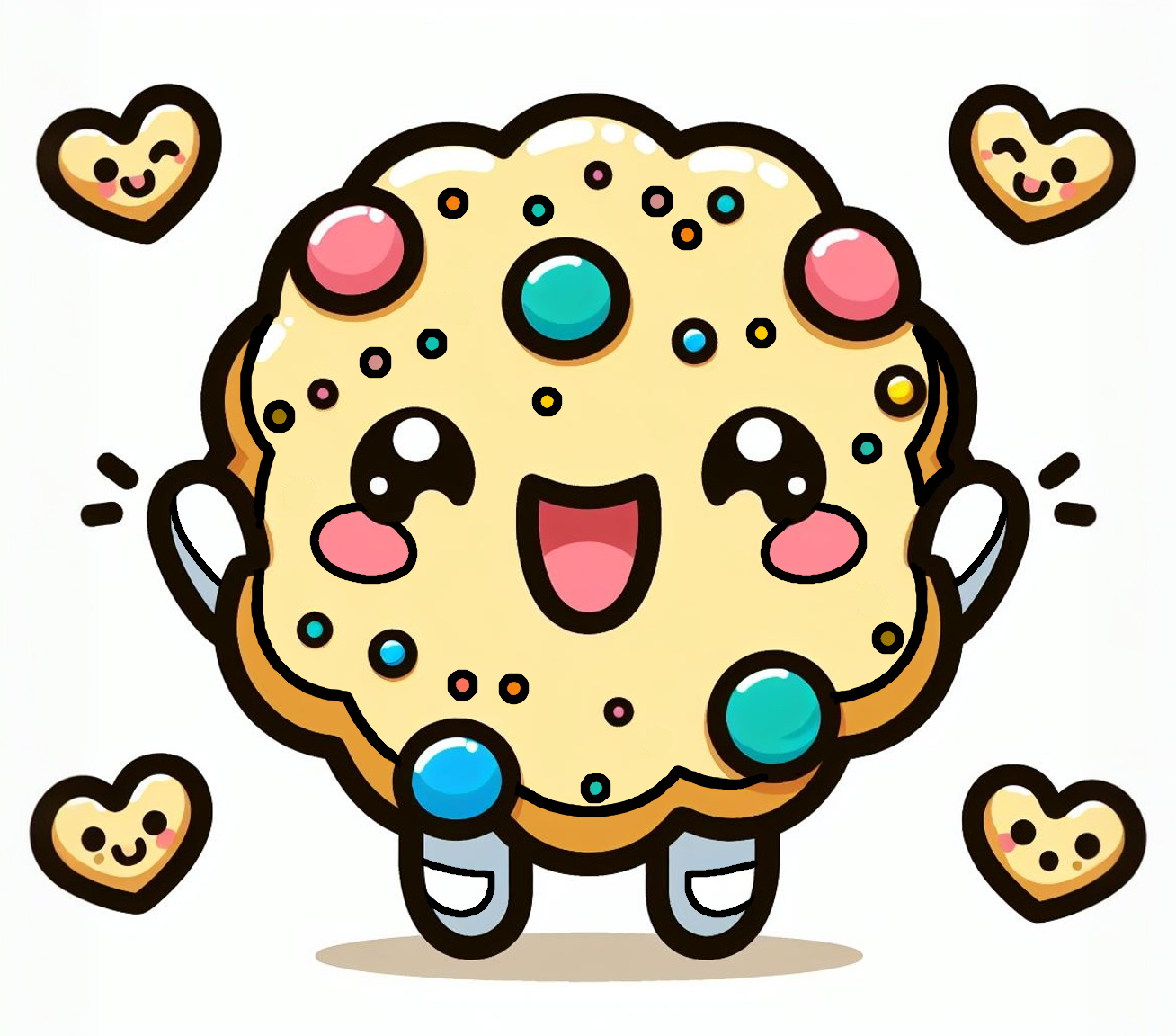 Kawaii Cookie with Color Chips 🍪🍬😊 🍪🍬😊 Clipart Illustration