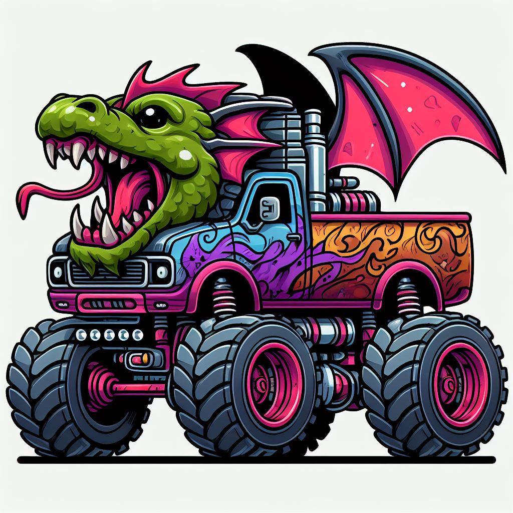 Monster Truck in Dragon Style 🚚🐉 Clipart Illustration