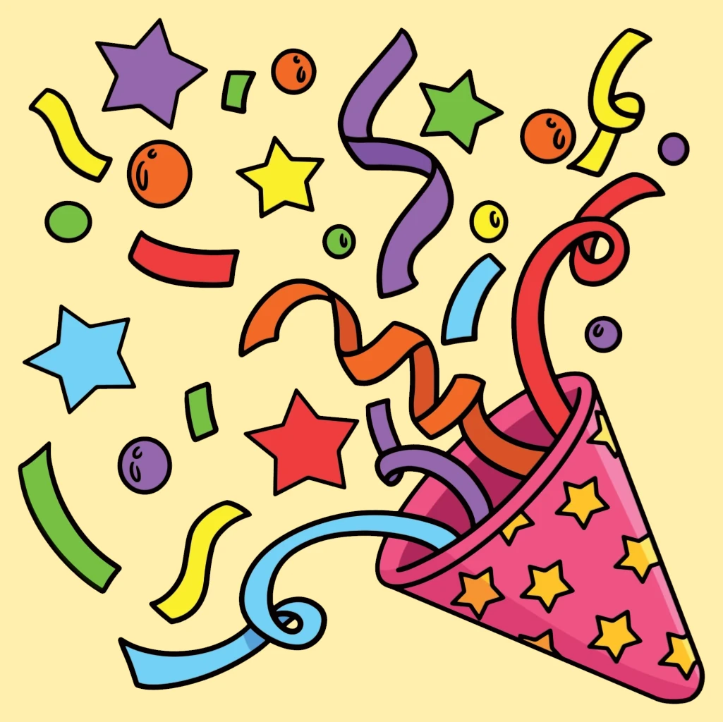 New Year or Birthday Party Confetti Popper Decorated with Stars Blowing ...