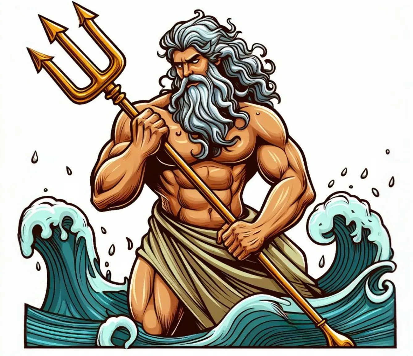 Greek God Poseidon Standing with Trident in the Waves of the Sea 🌊🔱 ...