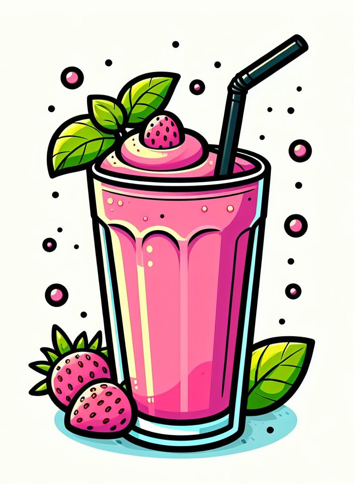 Strawberry Smoothie 🍓🥤 Clipart Illustration
