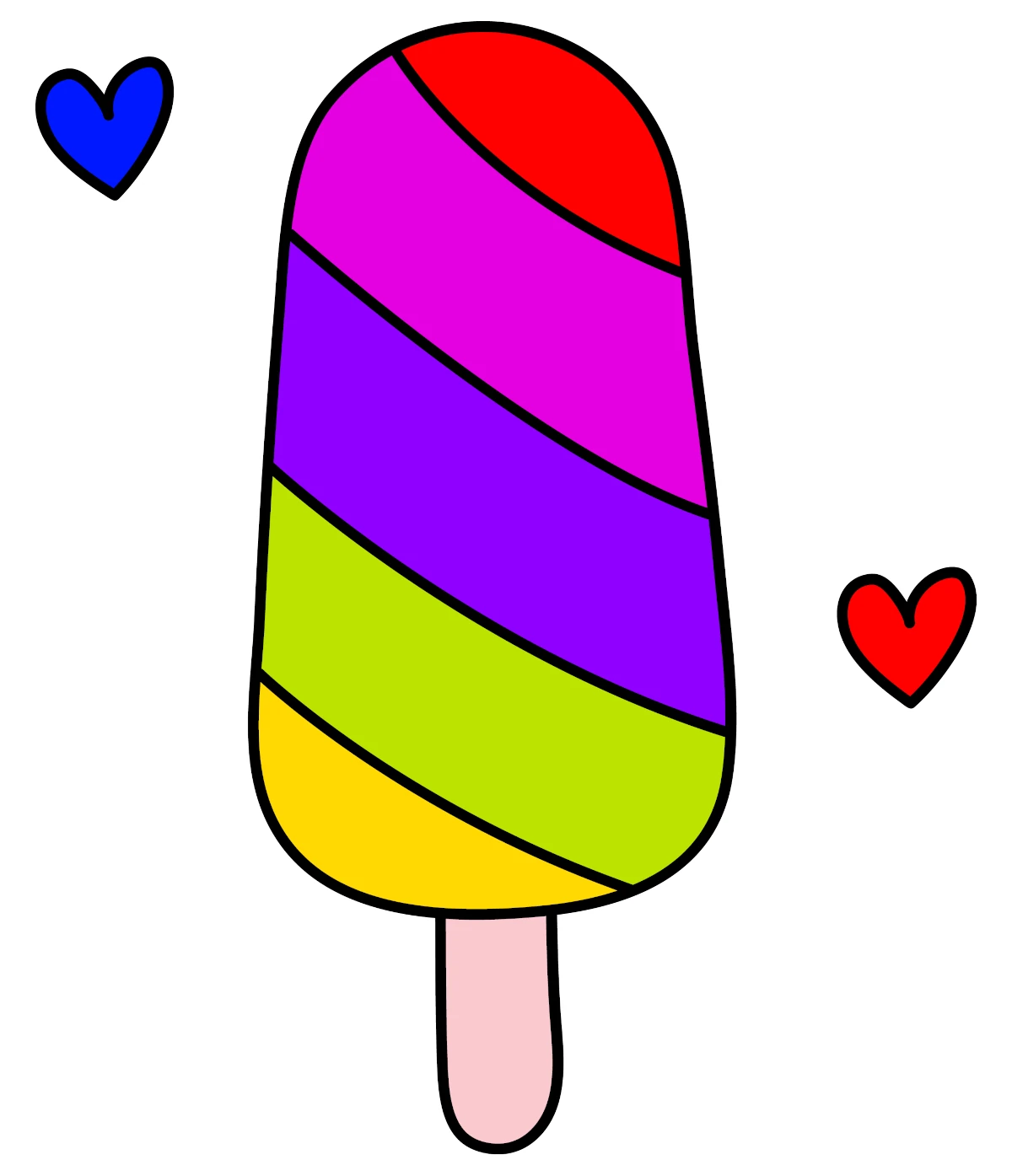 Striped Rainbow Popsicle with Two Hearts in the Background 🍭🌈 ️💙 ️ ...