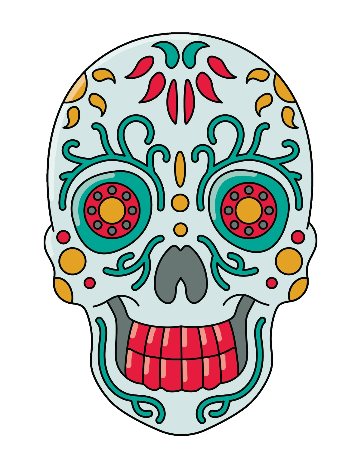 Sugar Skull Dia de los Muertos Mexico 💀🌼🇲🇽 Clipart Illustration