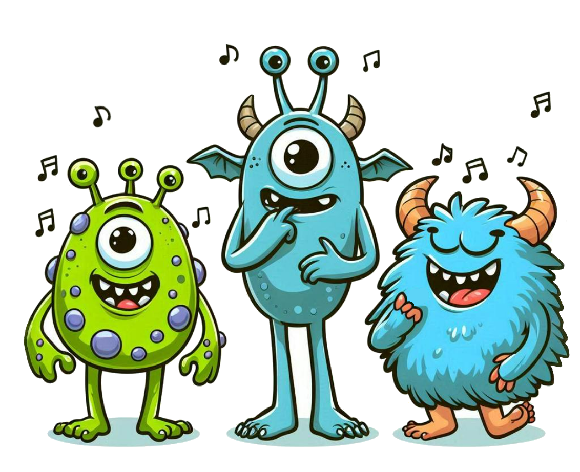 Three Monsters Singing a Song 🎶👹 Clipart Illustration
