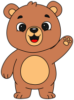 Cute Bear Waving Friendly Gesture with Rounded Ears 🐻💖👋 Coloring Page