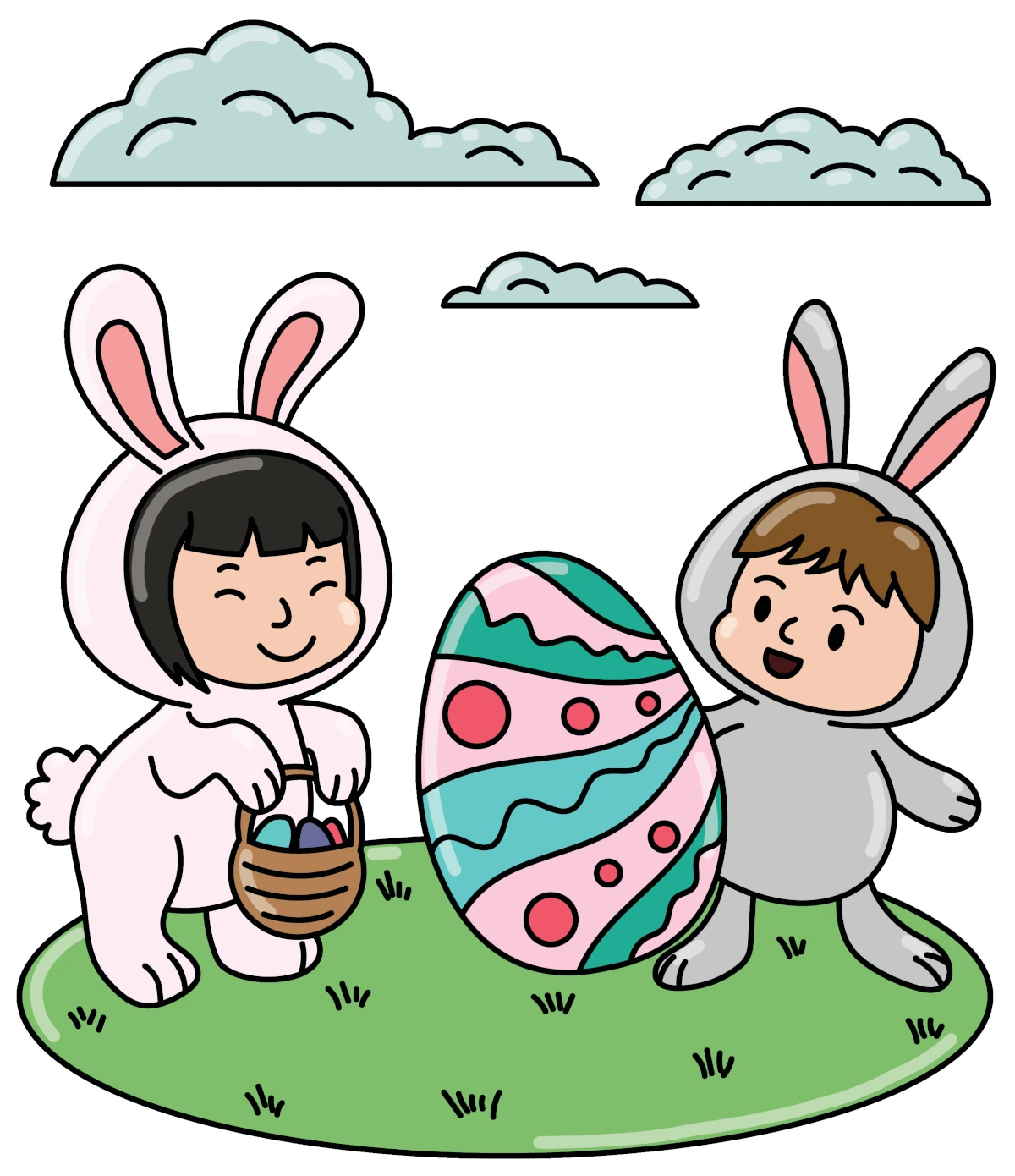 Toddlers Boy and Girl Dressed Up as Easter Bunnies on Easter Egg Hunt 🐰 ...