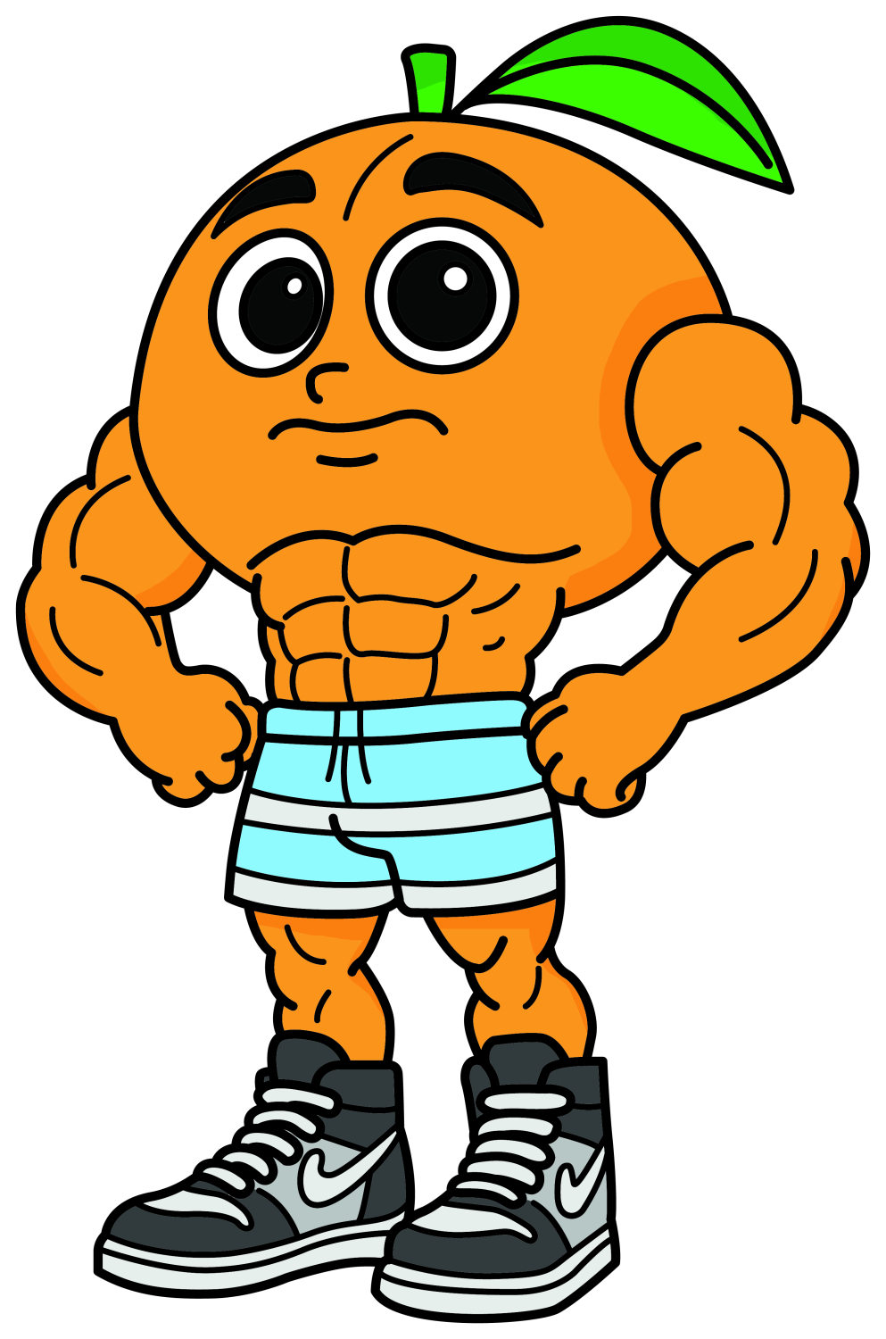 Udin Din Din Dun, the Muscle-Bound Orange 🍊💪🎶 Clipart Illustration