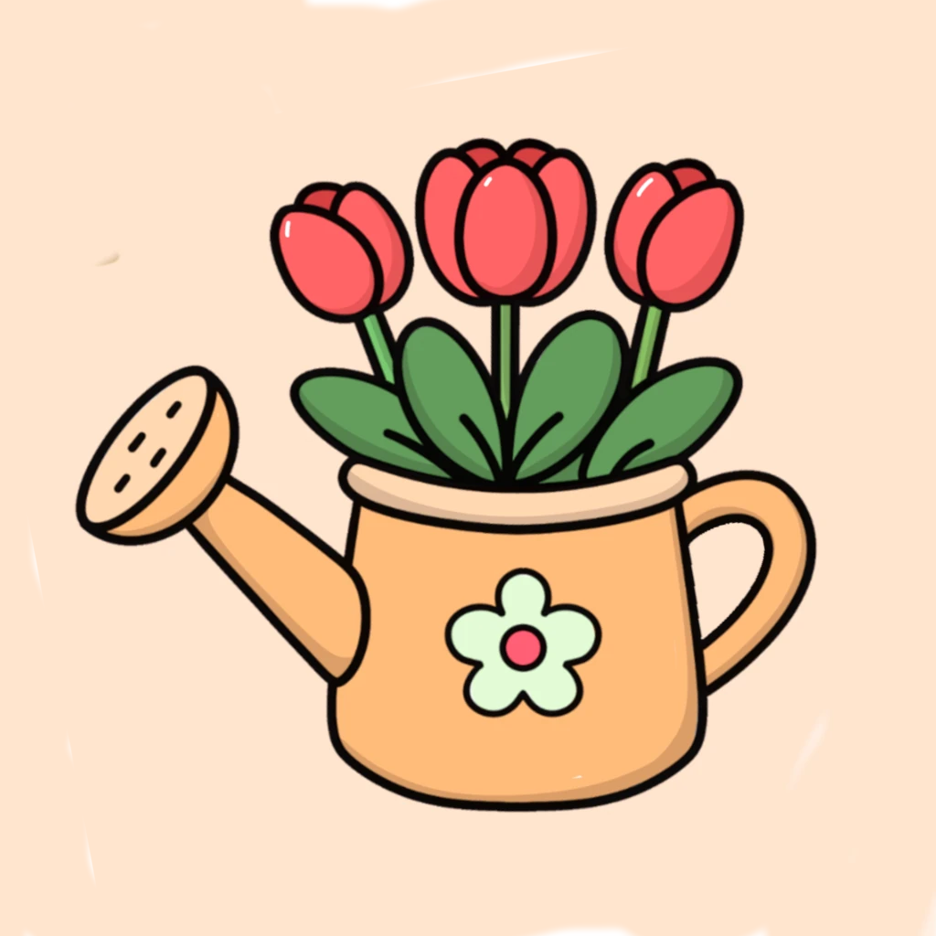 Watering Can with Flowers Inside 🌸🌷💧 Clipart Illustration