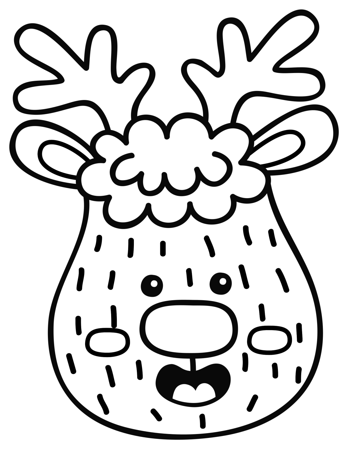 Cute Reindeer Head 🦌 🎄 Coloring Page