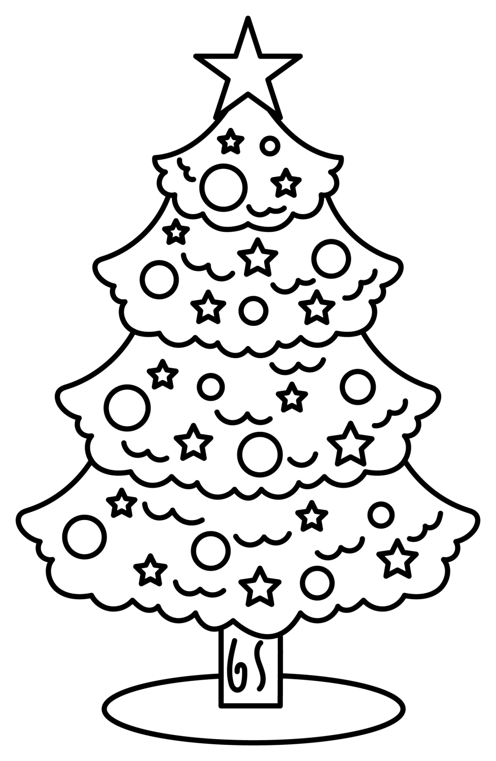 Festive Christmas Tree with Star 🎄🌟🎁 Coloring Page