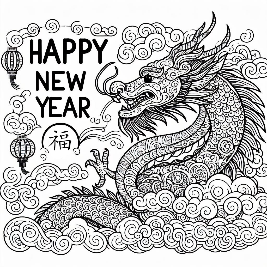Dragon Lunar New Year Coloring Page Dragon Lunar New Year Coloring Page