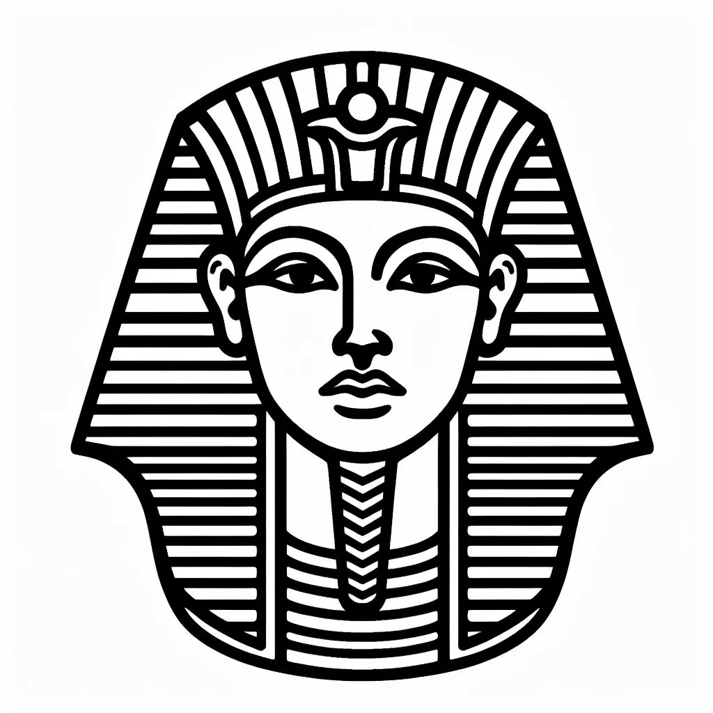 Ancient Mask of Tutankhamun Pharaoh of Egypt Coloring Page