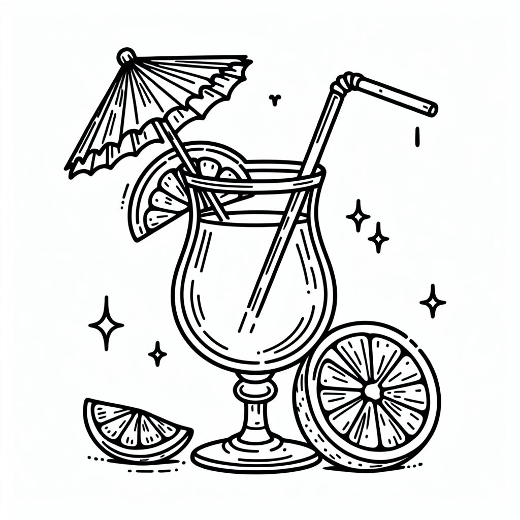 Tropical Drink 🍹🌴🥥 Coloring Page
